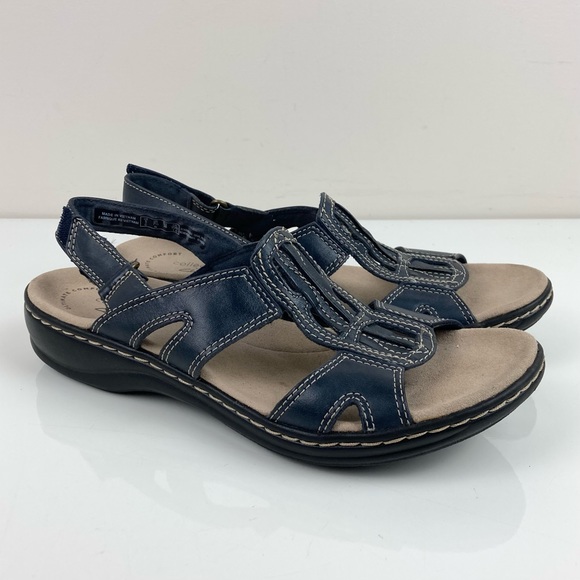 Clarks | Shoes | Clarks Collection Womens Leisa Lakelyn Blue Leather ...